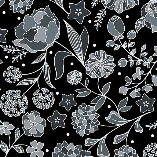 Botanica by Amanda Murphy for Benartex-Charcoal – Threads That Bind Maxwell