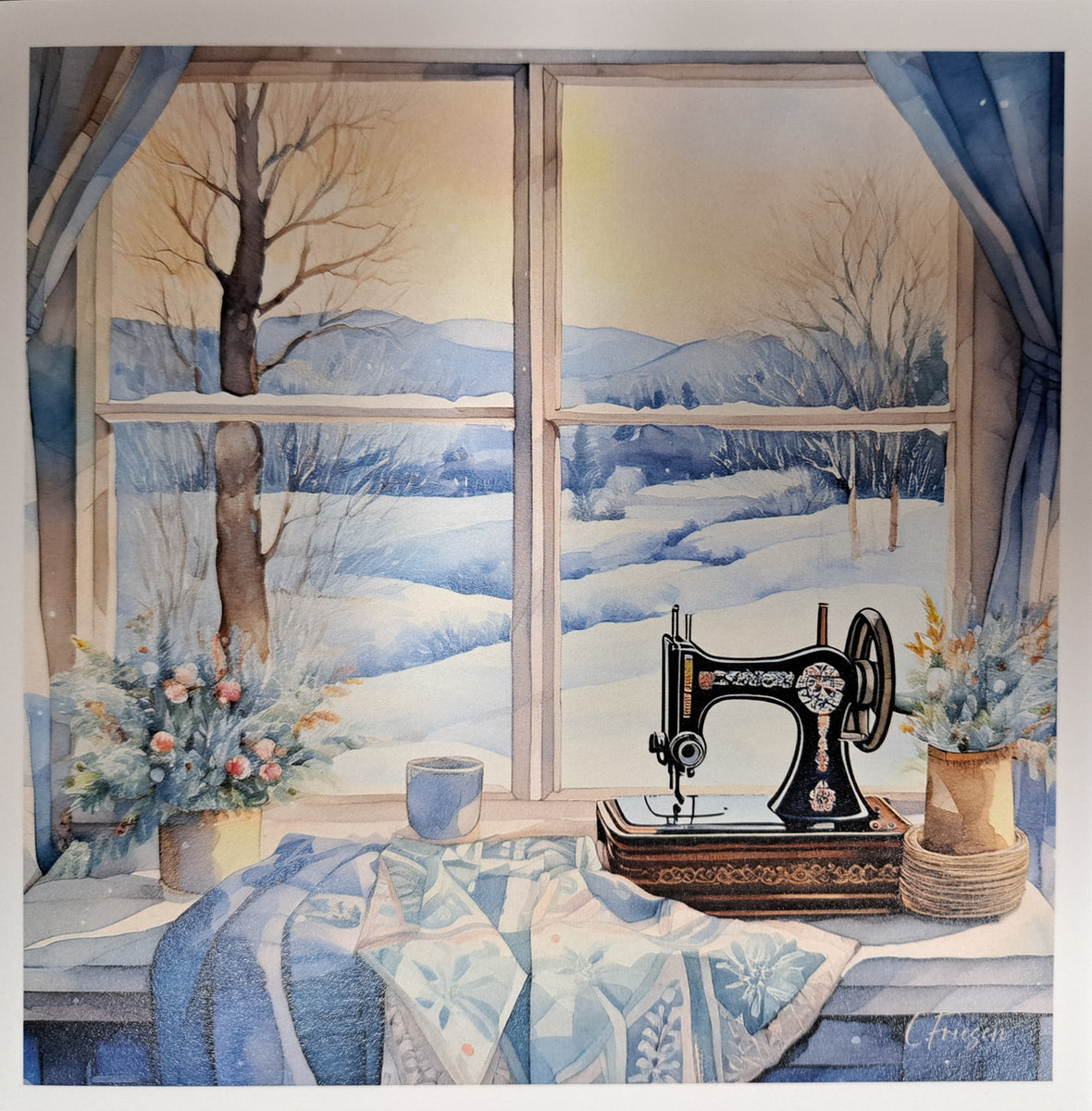 Hot Tea Quiltberry Farm’s Sewing Day Snow Day Collection-Card & Envelo ...