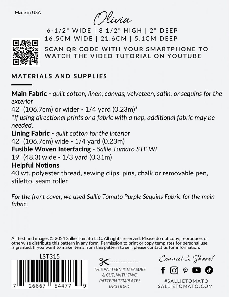 Olivia a Pattern by Sallie Tomato – Threads That Bind Maxwell